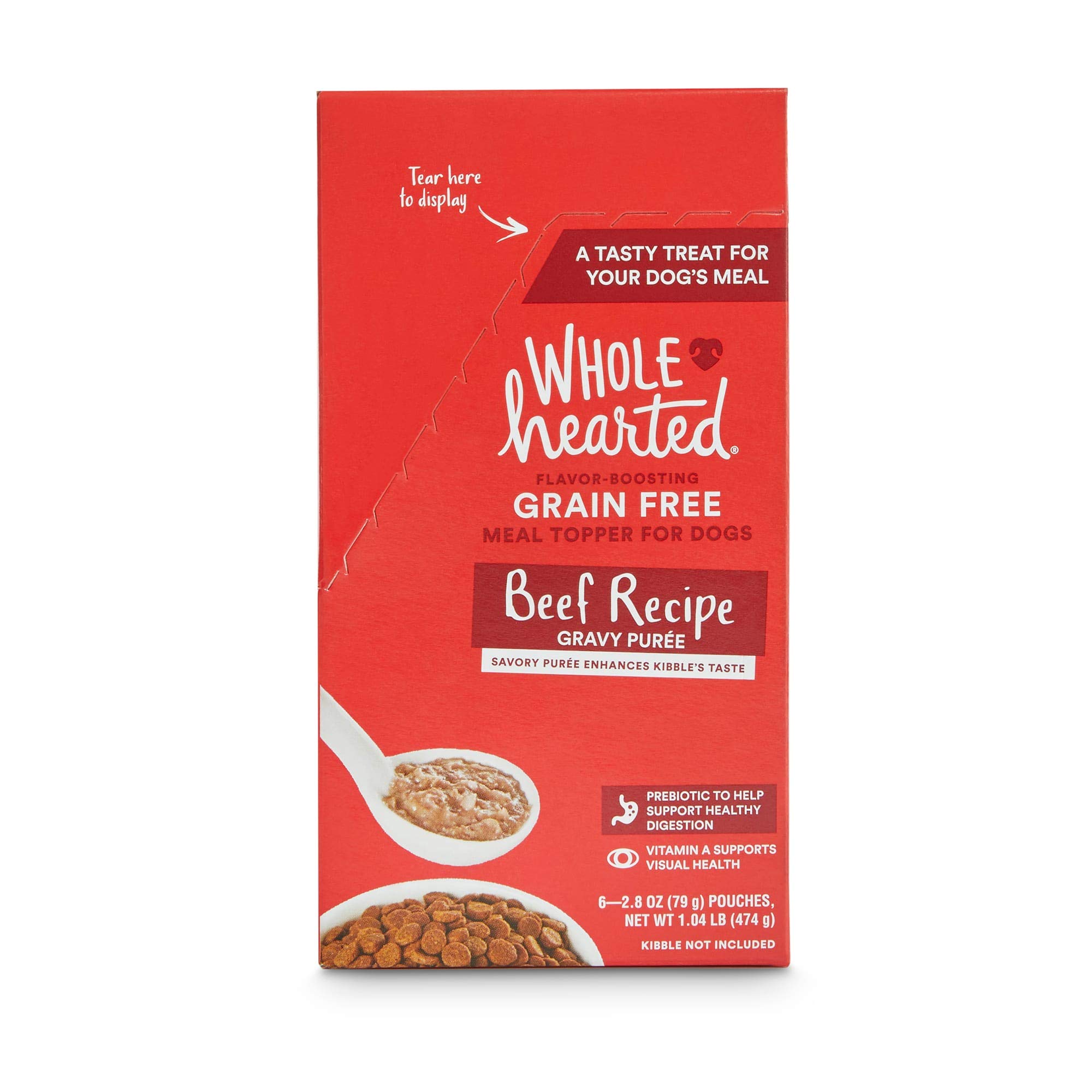 WholeHearted Grain-Free Beef Recipe Gravy Puree Wet Dog Meal Topper, 2.8 oz., Case of 6