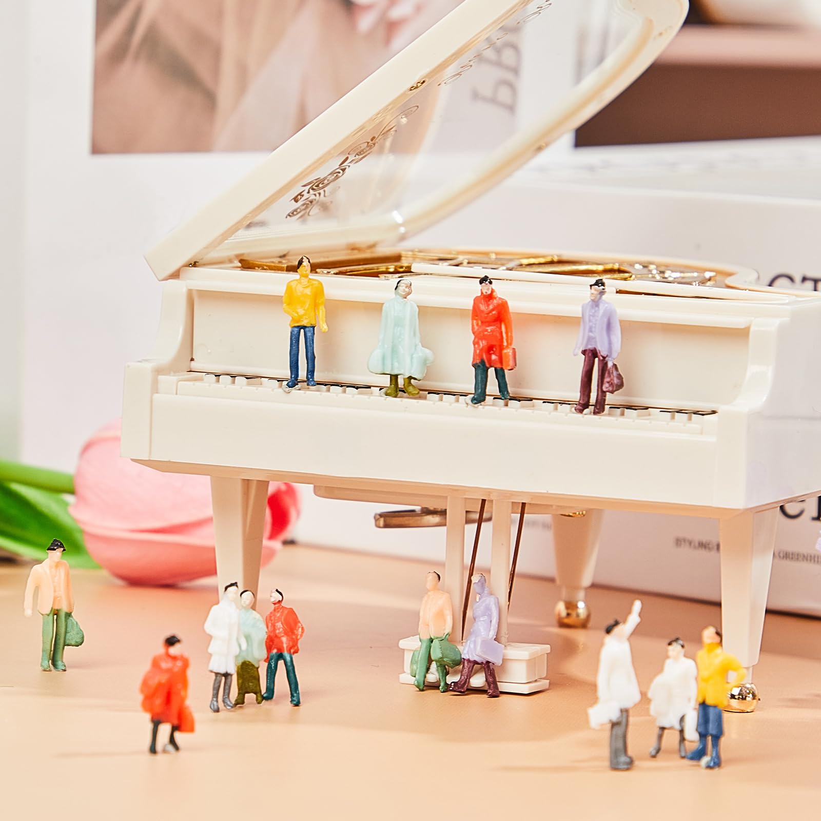 Hungdao 100 Pcs Small 1: 87 Ho Scale Tiny People Figurines Miniature People Figurines for Park Street Miniature Scenes Sitting Standing Tiny People Architectural People Painted Figures