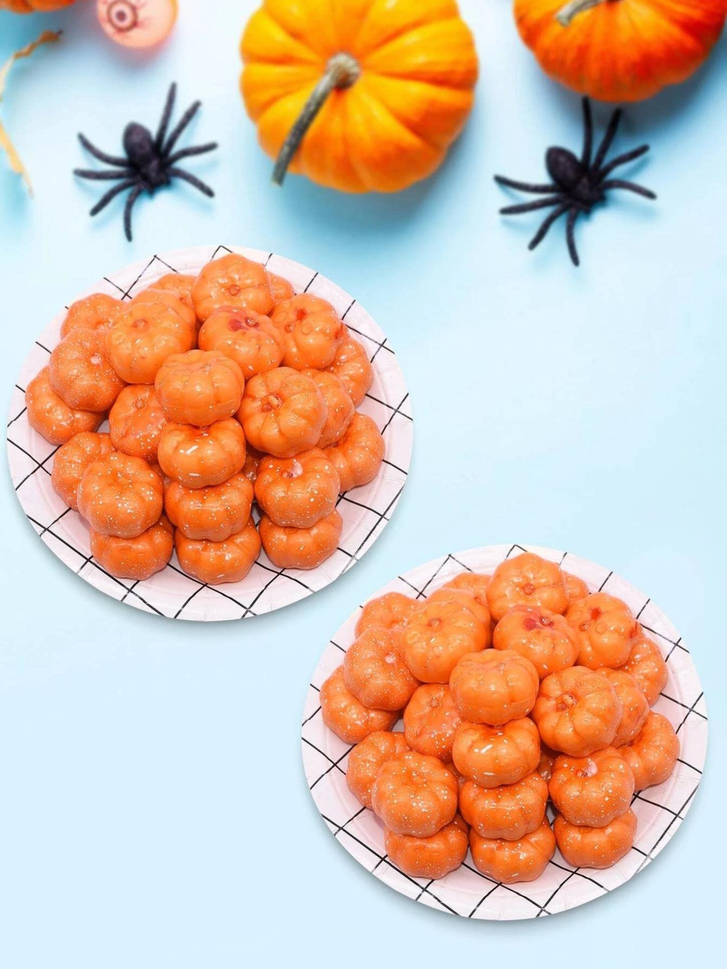 Fake Pumpkins, 10 Pcs Halloween Pumpkin Design Decoration, Foam Plastic Fake Faux Artificial Pumpkins for Halloween Fall Harvest Festival Home Table Decor