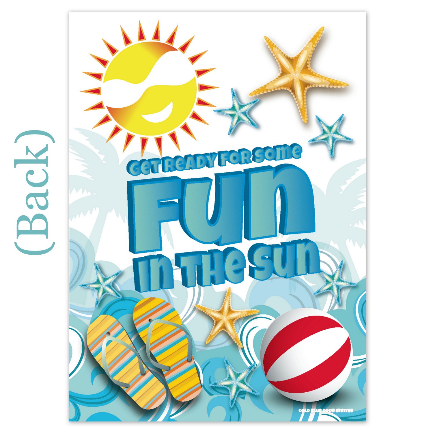 The Old Blue Door Summer Beach Party Invitations - Swimming Pool Party Invites (20 Count with Envelopes) - Kids Summer Birthday Party Luau