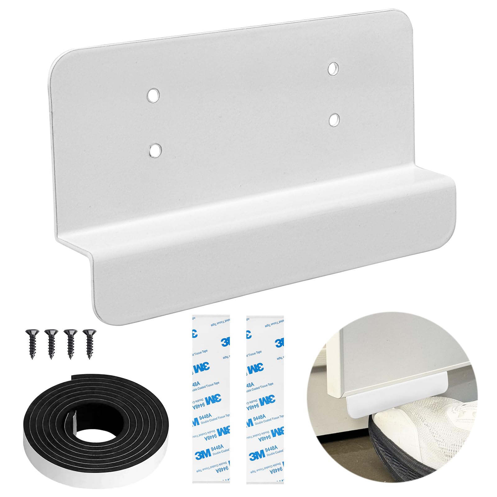 JZHLLA Cabinet Foot Pull Trash Cabinet Handle Trash Drawer Foot Pull for Full Overlay Cabinet Door Hands Free Trash Cabinet Opener for Kitchen, Living Room, Bedroom, Laundry Room (1, White)