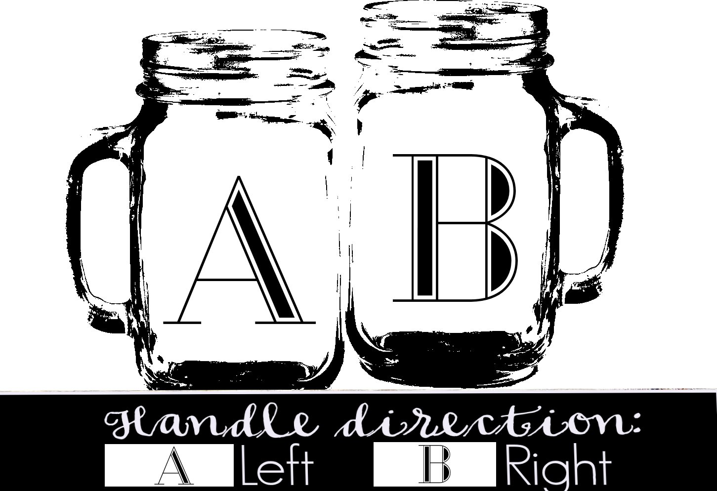 Eat Drink and Be Married Set of 2 Personalized Mason Jars Drinking Mugs with Handle Mr and Mrs Name Date Wedding, Engagement Party Gift Favor Newlyweds His and Hers Couple Gift Idea Barn Theme (16 Oz)