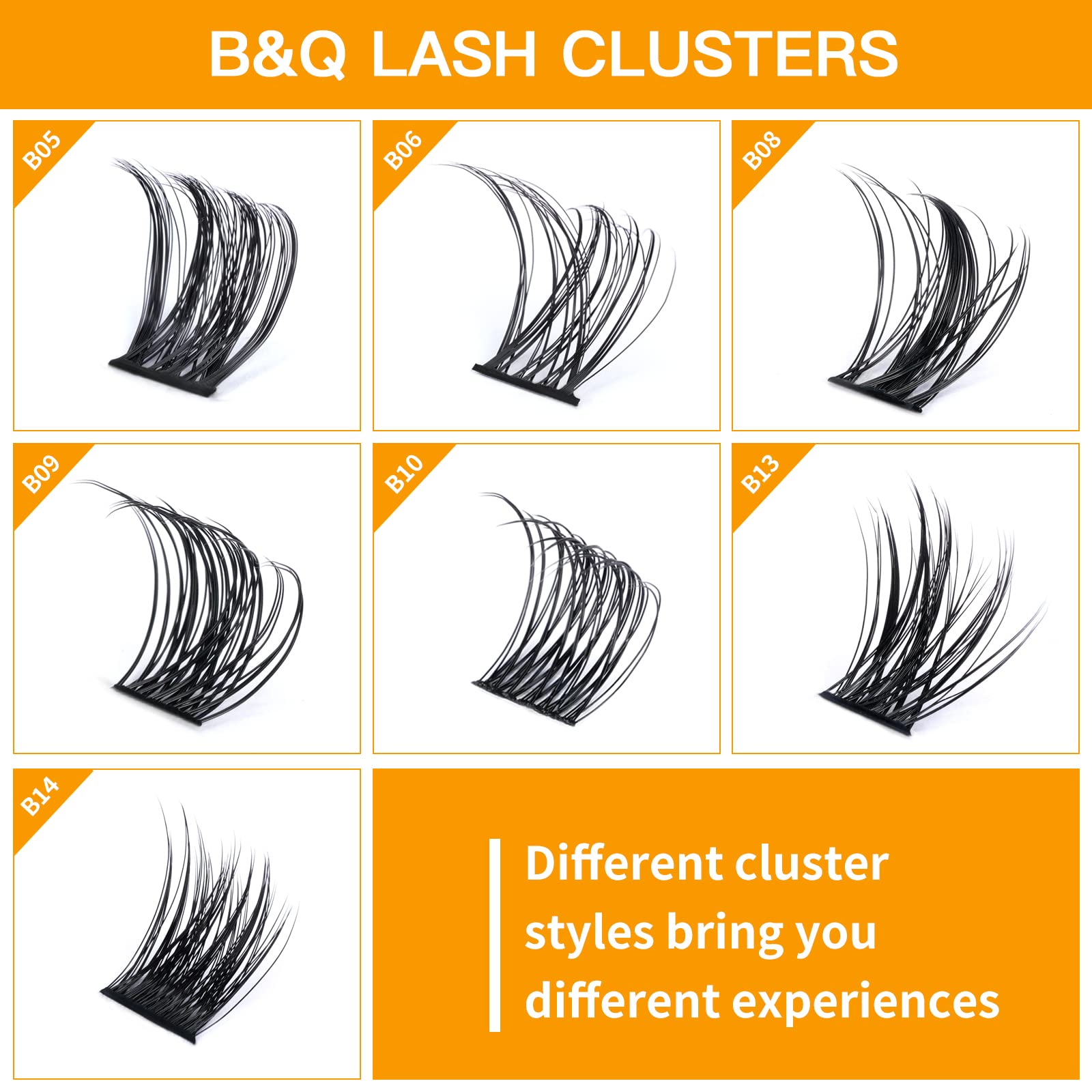 Lash Clusters B09 DIY Lash Extensions 72 Clusters Lashes D Curl B&Q LASH Wispy Fluffy Eyelash Clusters Extensions Strip Lashes Individual Lashes Wisps DIY at Home (B09,D-14mm)