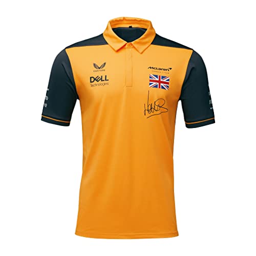 McLaren F1 Men's 2022 Lando Norris Team Drivers Polo Shirt (L, Orange)
