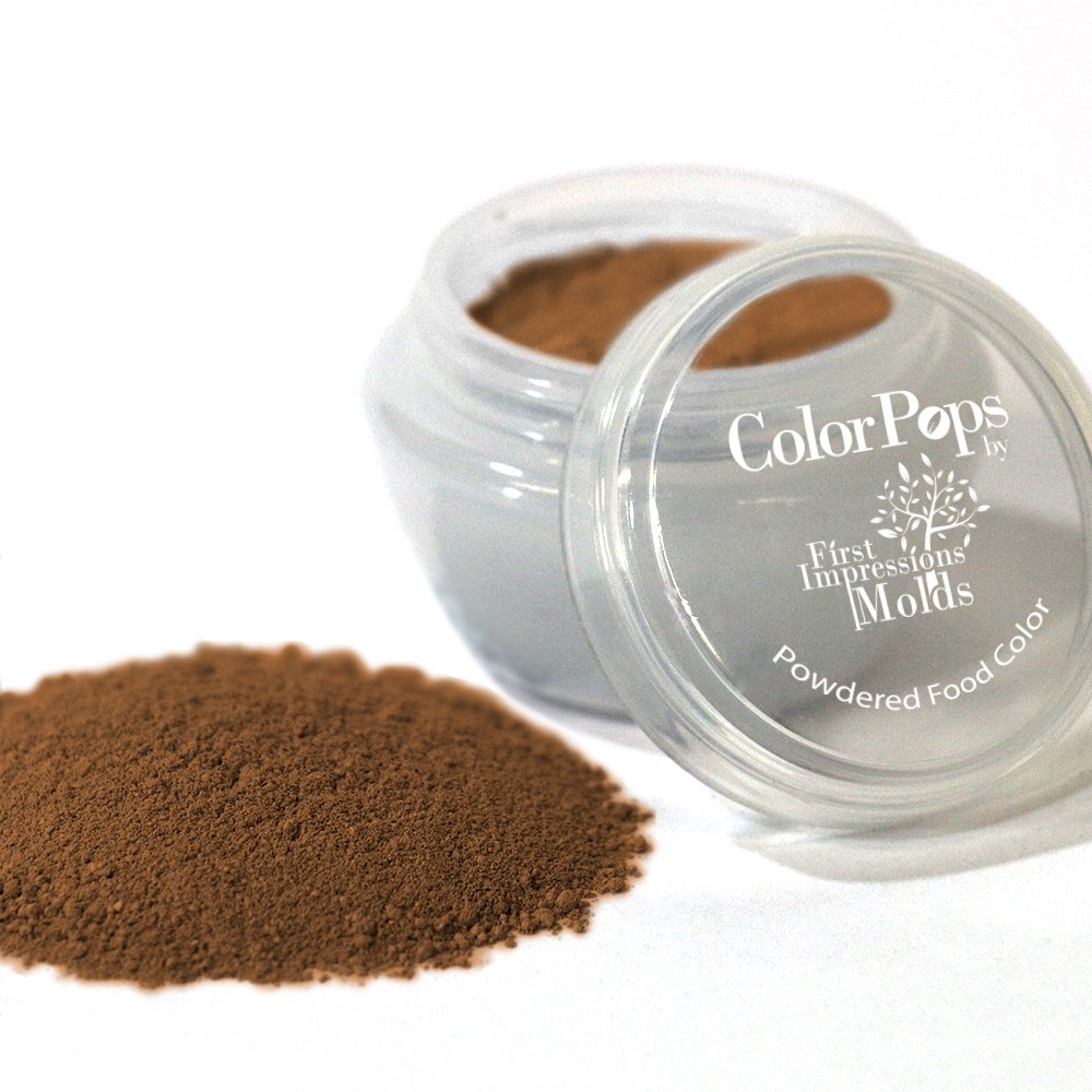 ColorPops by First Impressions Molds Matte Brown Shades Edible Powder Food Coloring for Cake Decorating, Baking, Chocolate, Candy, Cookies 10 gr/by volume single jar Manufactured in the USA (Matte Brown 21, 10g/vol)