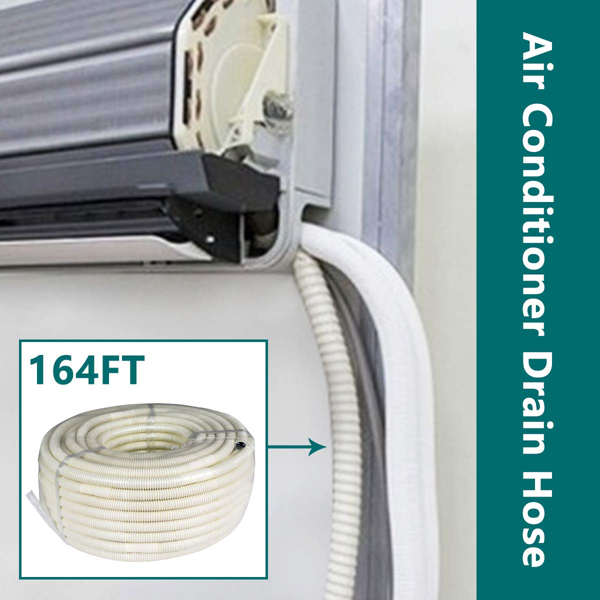 Daisypower 164Ft Air Conditioner Drain Hose Pipe, for Mini-Split Ductless AC, Heat Pump System,Cooling Only.5/8 ID
