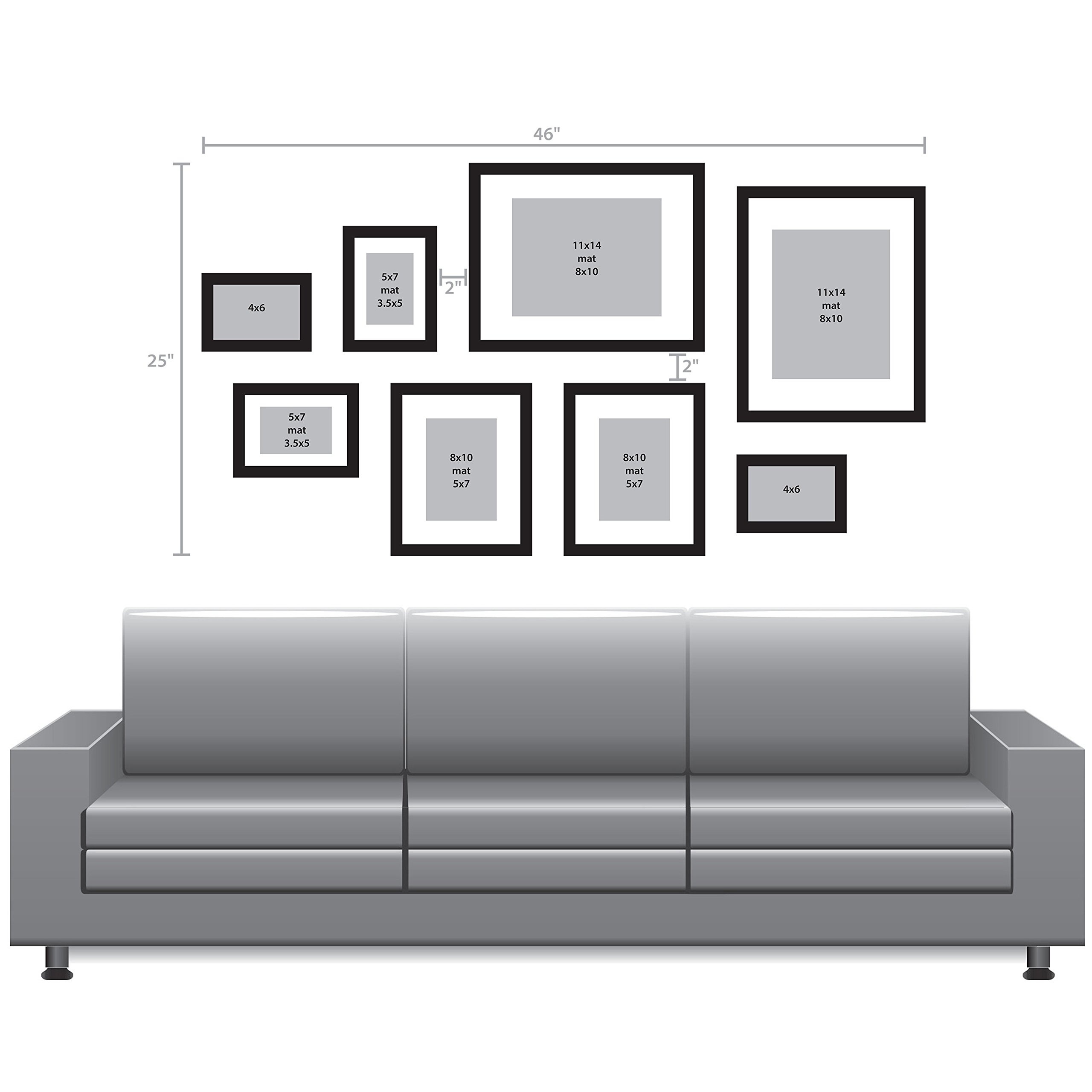 DesignOvation Gallery Wood Photo Frame Set for Customizable Wall Display, Rustic Brown 11x14 matted to 8x10, Pack of 4
