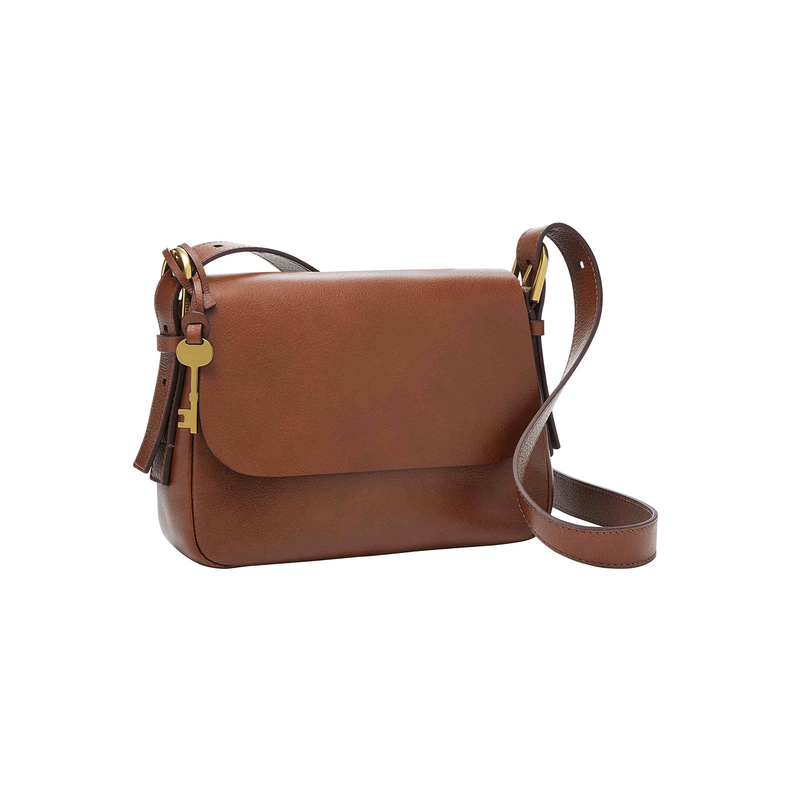 Fossil Women's Harper Eco-Leather Small Flap Crossbody Purse Handbag, Brown (Model: ZB1565200)