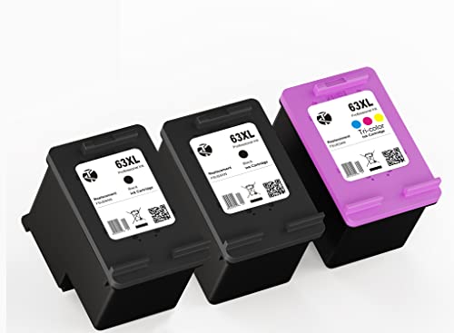 KONGTENBUY - Remanufactured 63XL Ink Cartridge Replacement for HP Envy 4510 4520 4525 4528 HP OfficeJet 5267 5255 3830 4650 5258 3832 HP DeskJet 1110 1112 2132 3630 3636 (2Black 1 Tricolor)