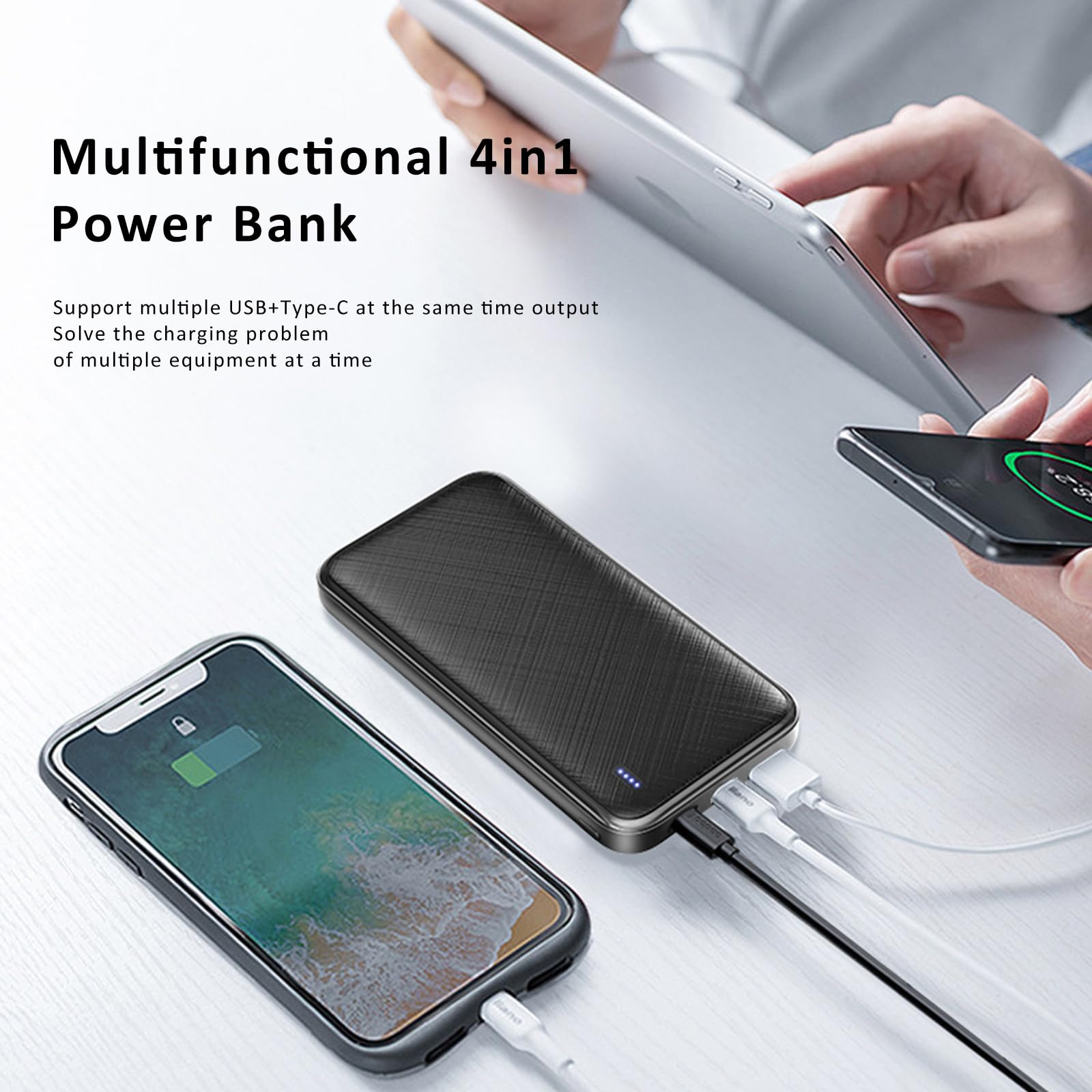 Fast Charging Power Bank 10000mAh, 5V 2.1A Small Portable Charger, USB C Mini Slim Battery Pack Powerbank for iPhone 15 14 13 12 Pro Max, Samsung Galaxy S23 S22 S21, Heated Vest / Jacket / Scarf, etc