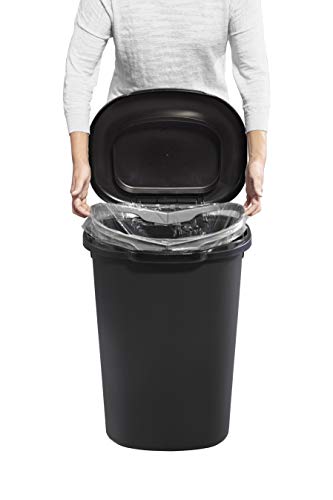 Rubbermaid Commercial Products Touch Top Trash Can/Wastebasket with Lid, 13-Gallon, Small Black Garbage Bin for Home/Kitchen/Bathroom/Bedroom/Office