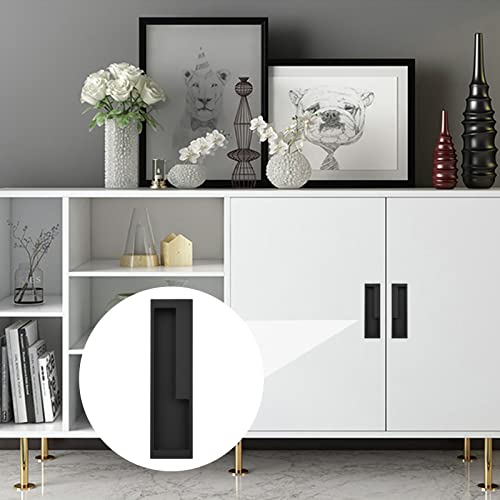 Morobor Zinc Alloy Flush Pull Handles, 2pcs Embedded Sliding Door Handle with Hidden Screws, 7.95'' Modern Simple Door Pull Handle for Sliding Barn Drawer Cupboard Wardrobe/Matte Black