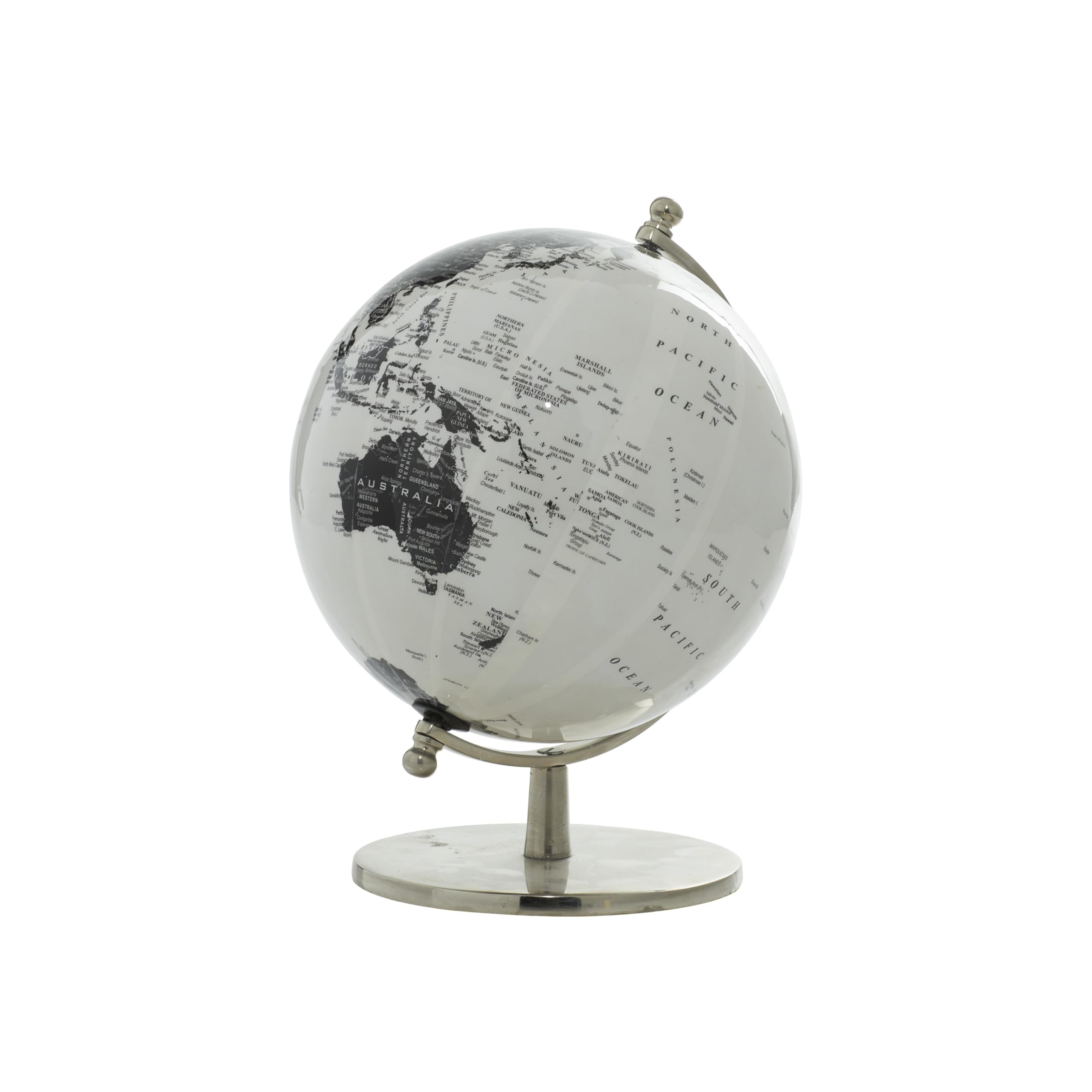 Deco 79 Traditional Aluminum Globe Educational, Geographic, Modern Desktop Decoration-for School, Home, and Office, SMALL SIZE, White