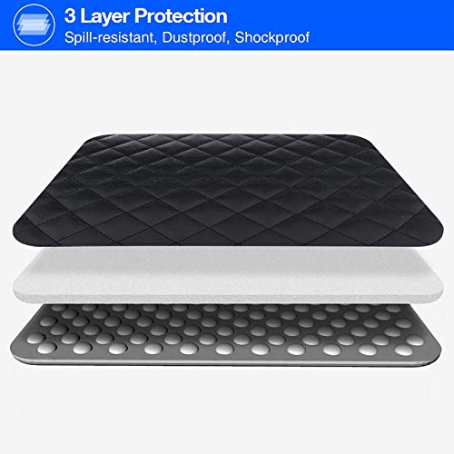 RAINYEAR 16 Inch Laptop Sleeve Diamond PU Leather Case Protective Shockproof Water Resistant Zipper Cover Carrying Bag Compatible with 16" MacBook Pro 2021 2022 New Model A2141 A2485 M1(Black)