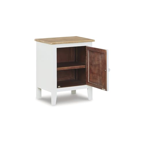 Signature Design by Ashley Gylesburg Farmhouse Accent Cabinet, End Table or Nightstand, 25" Tall, White