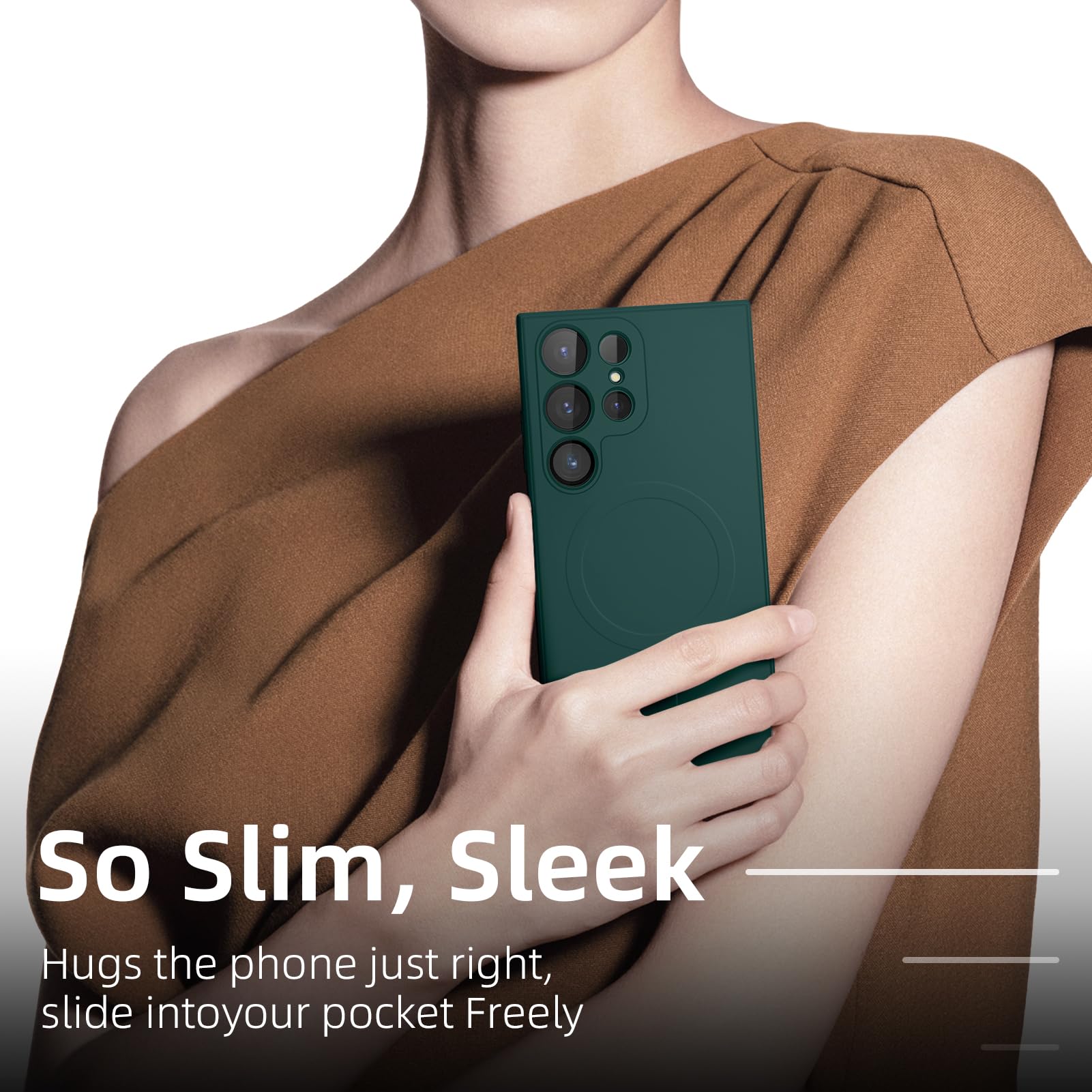 DNTMZIN for Samsung Galaxy S22 Ultra Case,Compatible with Magnetic, [Military Grade Drop Tested] Shockproof Slim Thin Phone Case,8-S22U-Dark Green