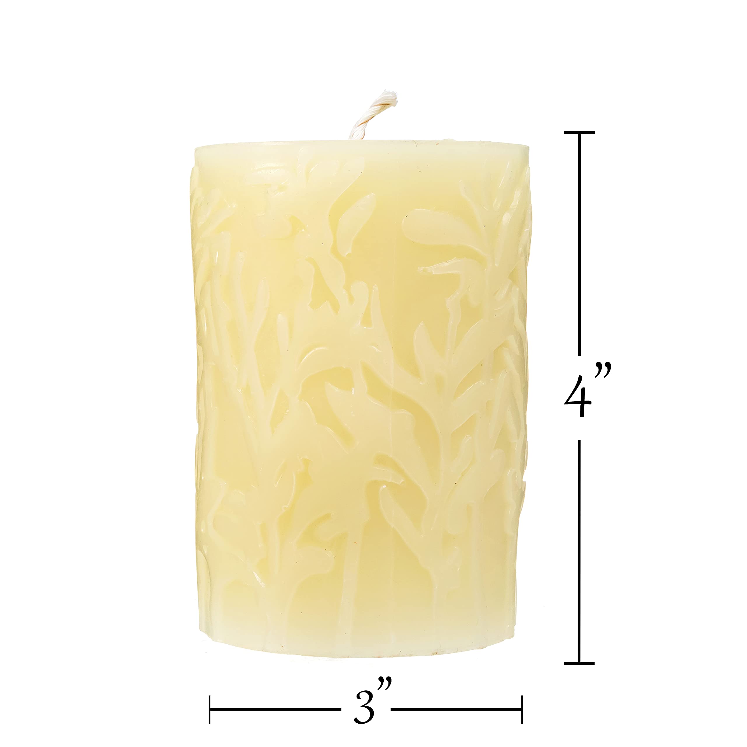 Wild Meadow Beeswax Candle - 100% Pure Beeswax Pillar Candles, Naturally Whitened & Chemical Free - 3x4-40 Hour Long Burn Time - Smokeless, Dripless, Unscented Candles - Alternative Imagination