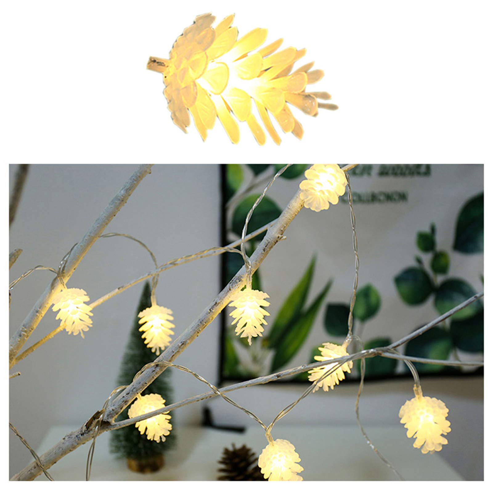 ζ Christmas Pine Cones Shape LED Fairy String 40 LED 19.68 feet Battery Power Warm White String Lights Indoor and Outdoor Home Garden Lights