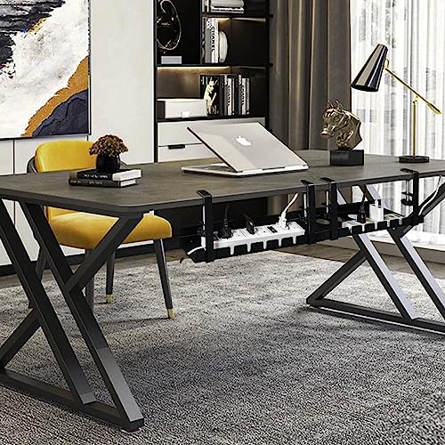 Metal Cable Management Tray Under Desk with Clamp Retractable Cord Organizer for Desk No Drill Cable Tray Basket for Wire Management Sturdy Metal Cable Management Under Desk with Clamp for Home Office