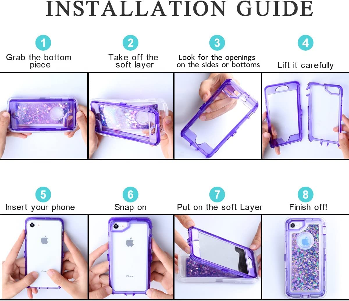 Coolden Case for iPhone XR Cases Protective Glitter Case for Women Girls Cute Bling Sparkle Heavy Duty Hard Shell Shockproof TPU Case for iPhone XR 10R, Aqua Purple
