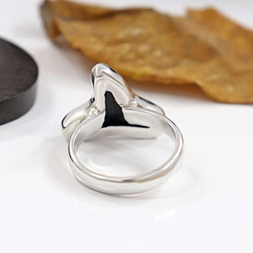 Fossilized Shark Tooth Ring Handmade 925 Sterling Silver Dainty Shark Tooth Ring Jewelry Best Gift (Shark Tooth, 7)