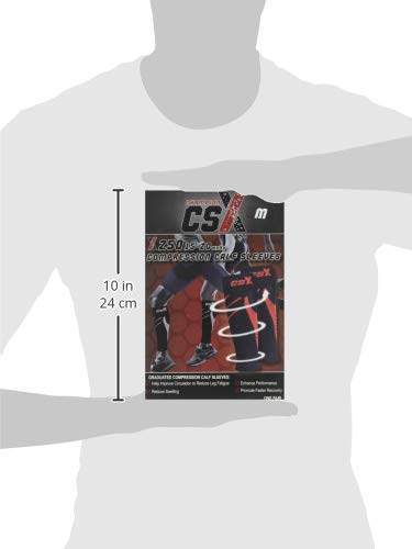 CSX 15-20 mmHg Compression Sleeve for Men and Women, Leg Calf Support, Athletic Sport Fit, Red on Black, Medium