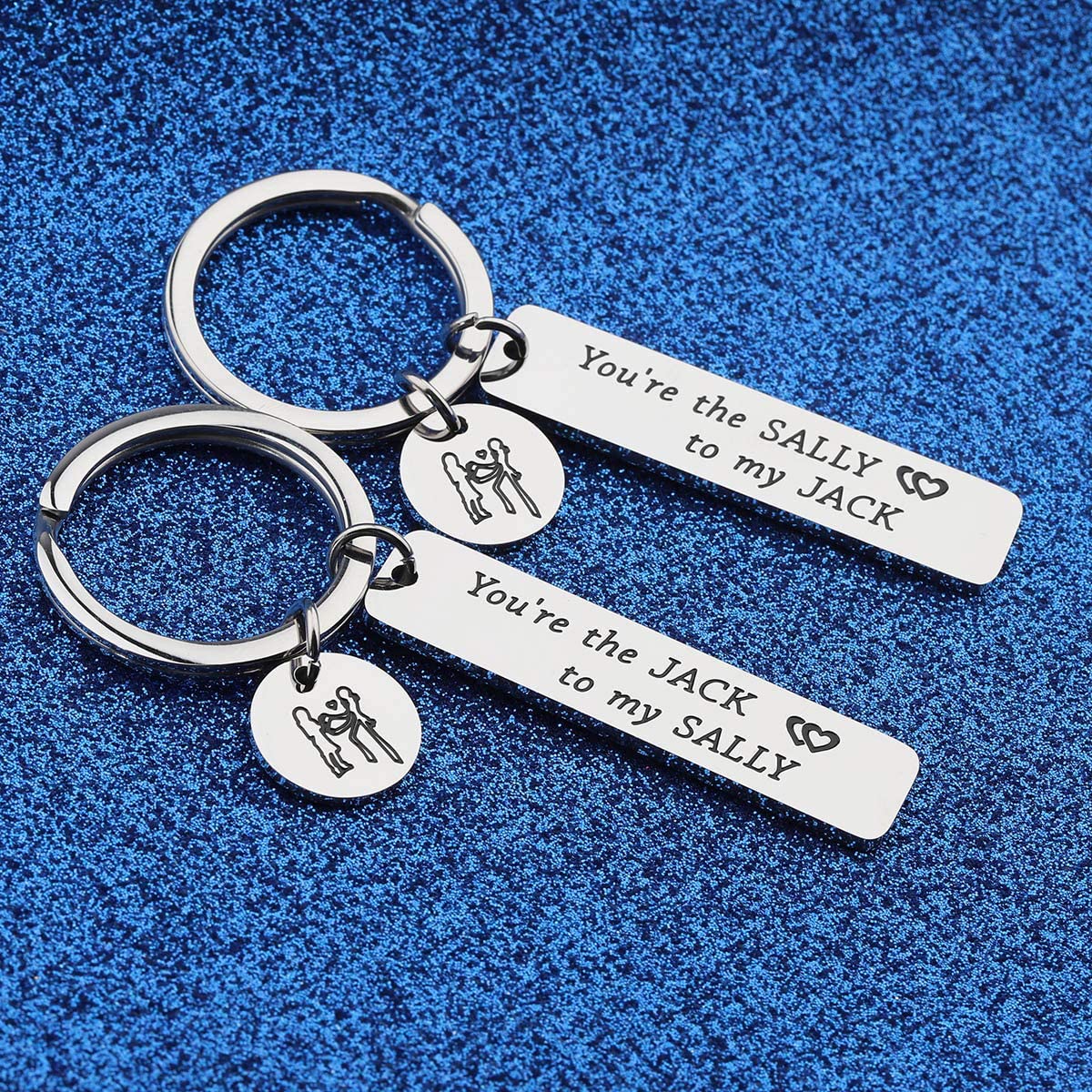 FOTAP Jack and Sally Inspired Gift Skull Jack and Sally Gift Jack Skellington & Sally Jewelry Couples Matching Gift (Jack and Sally 2key)