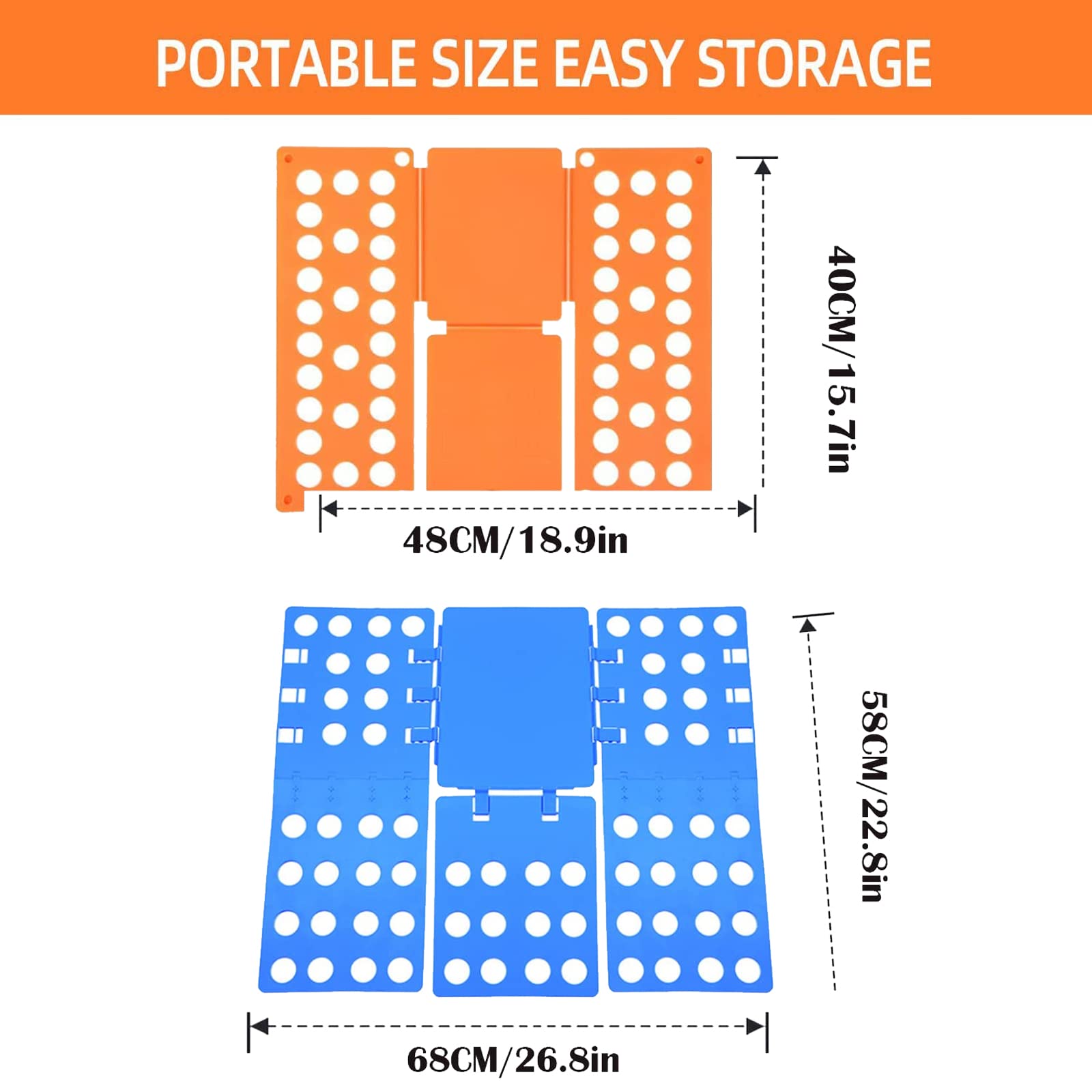 Manwetye 2 PCS Clothes Folding Board for Kid and Adult,T Shirt Folder Laundry Organizer Easy and Fast for Home Organization(Orange and Blue)