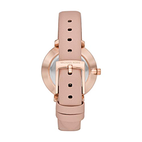 Michael Kors Women's Pyper Stainless Steel Quartz Watch with Leather Strap,Rose Gold/Pink/White, 14