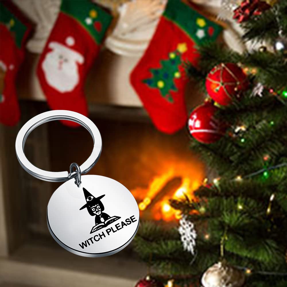FOTAP Witch Please Keychian Bob's Burger Inspired Gift Tina Witch Gift Tina Quote Gift Tina Witchy Gift Gag gift (Witch Please key)