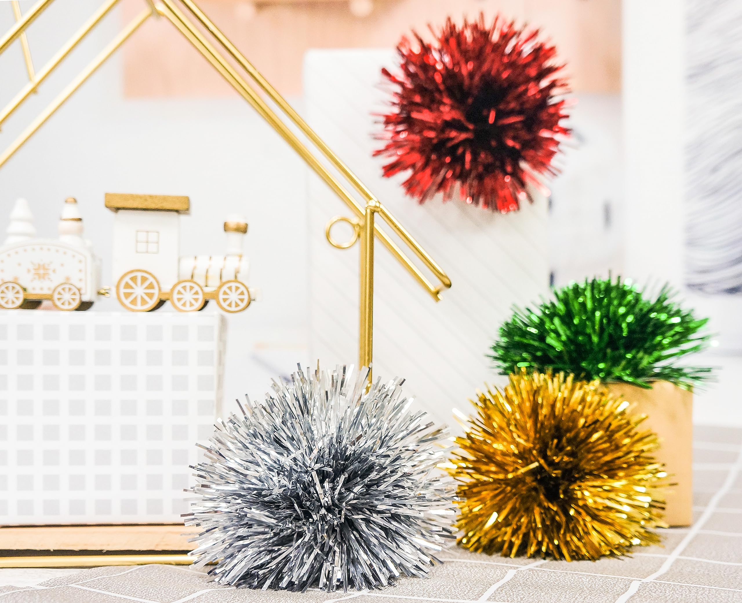 CT CRAFT LLC 4" * 12 Count Self-Adhesive Tinsel Bows Gift Wrap Accessory - Gold/Silver/Red/Green for Gift wrapping Holiday Christmas Birthday Party