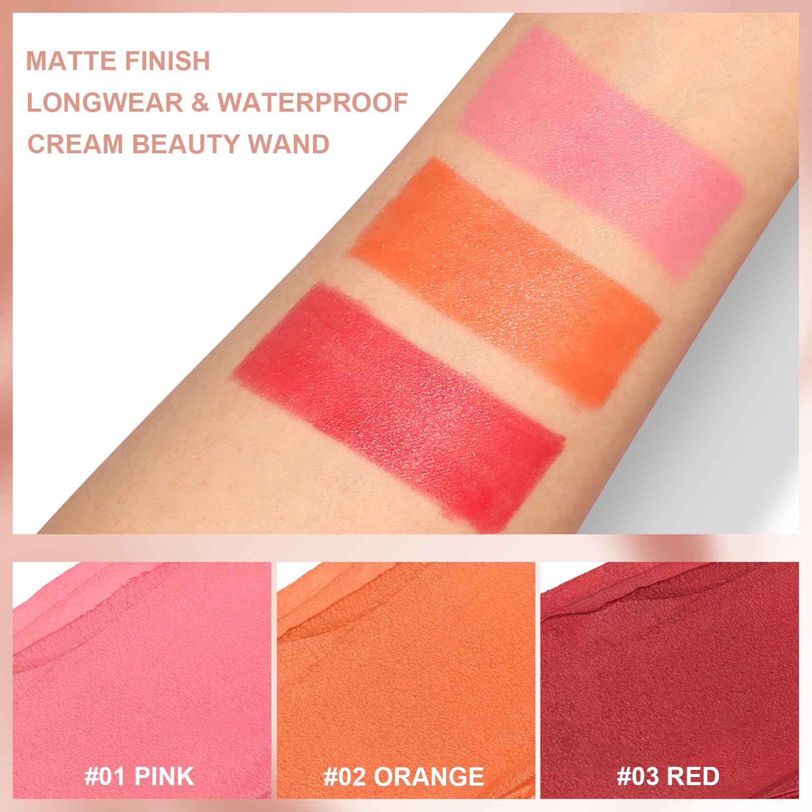 Cream Blush Stick, Multi-use Stick Blush Makeup for Cheek and Lip, Monochromatic Blush Face Beauty Wand for Women, Long Lasting, Waterproof, Moisturizer, Matte Finish, 1oz (#01 Pink)