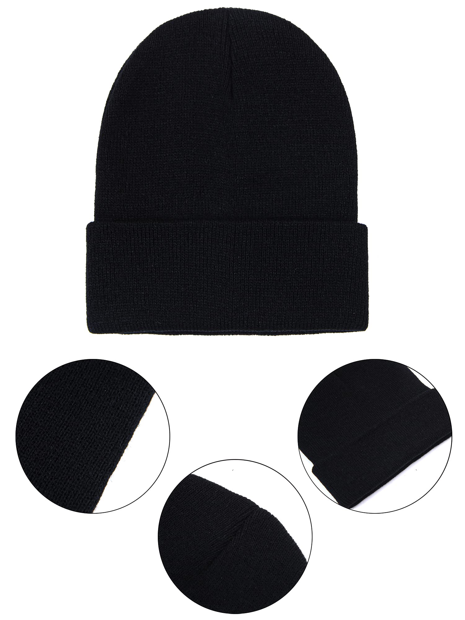 Cooraby 6 Pack Winter Beanie Cap Warm Knit Cuff Skull Beanie Caps for Men or Women