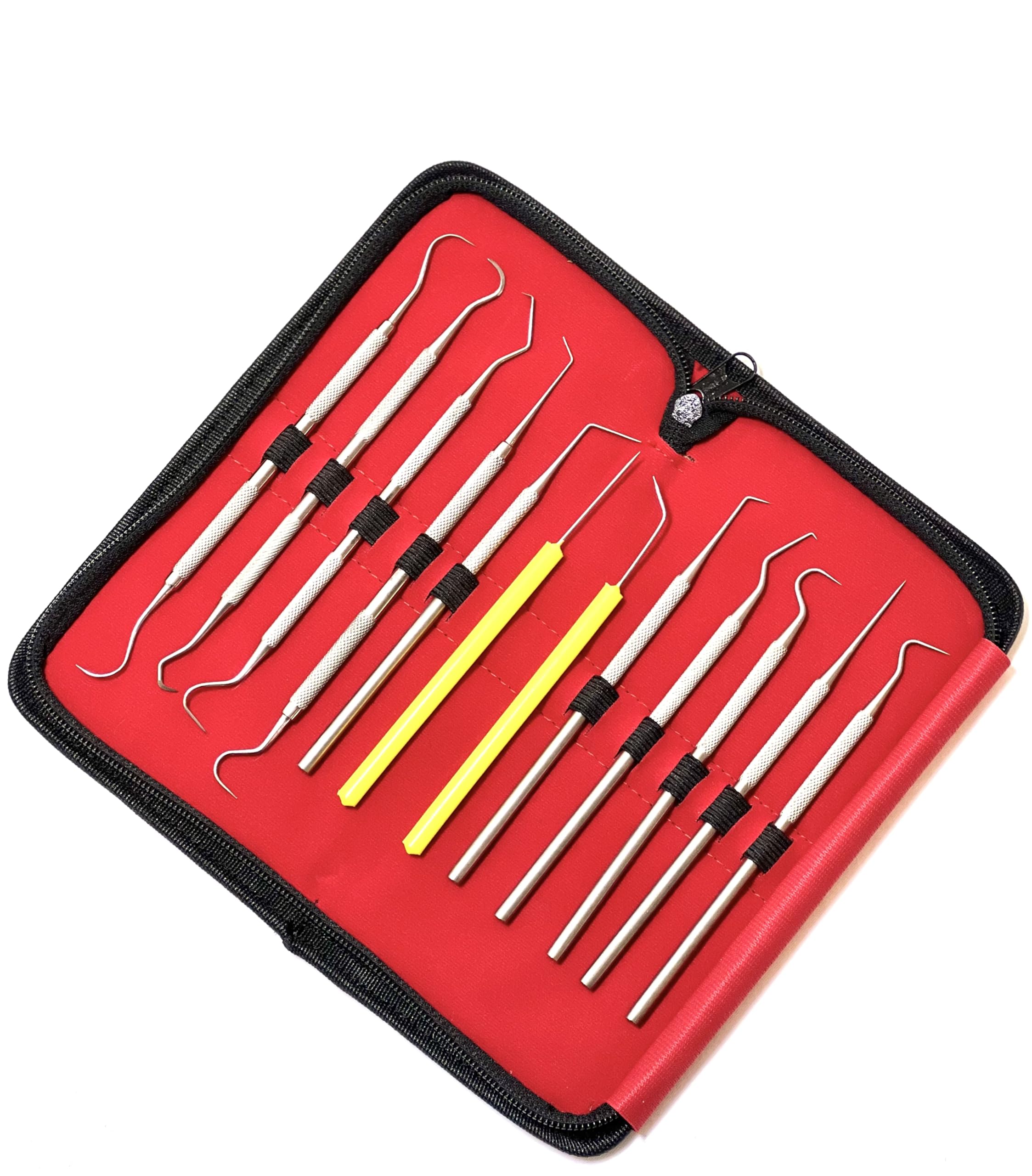 Premium Set of 12 Stainless Steel Precision Micro Probe Set Combo-Straight, Single, Short Double, Long Double, Triple and Hook Tips -Pick Tool Set 5.5"(14CM) (Set of 5 Each)