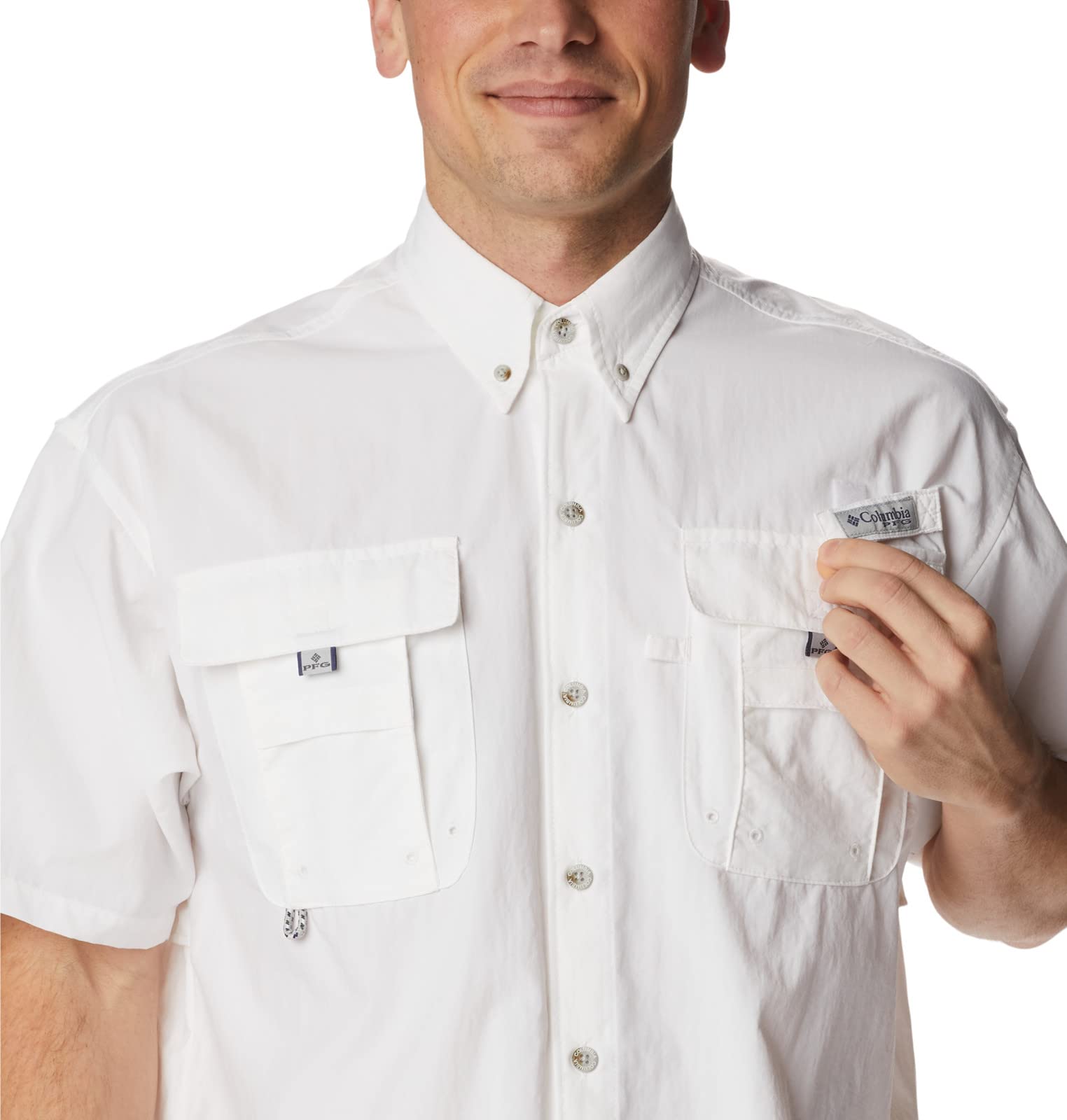 Columbia Men's Bahama Icon Short Sleeve Shirt, White/Rum Runner Graphic, X-Large