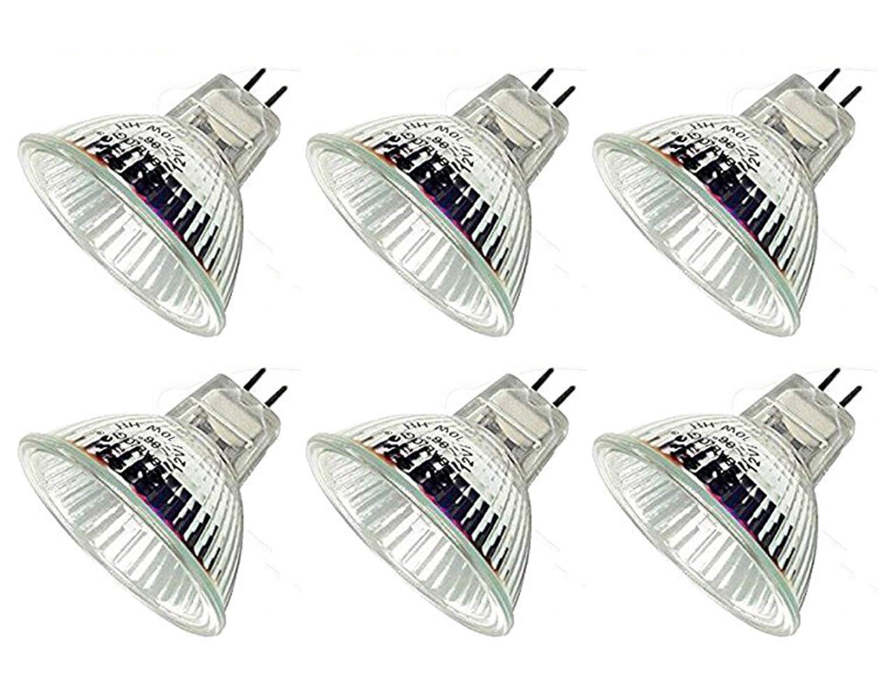 CTKcom 10Watt 12Volt MR16 Halogen Light Bulbs,MR16 Halogen Lamp Bi Pin Wide Beam High Lumens 2000Hr Life, Precision Halogen Reflector Fiber Optic Light Bulb (6 Pack)