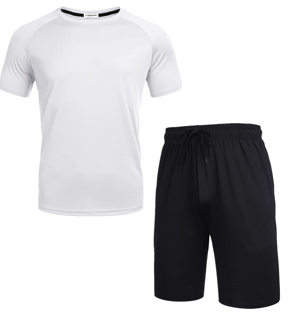 COOrun Men's Workout Tracksuit Short Sleeve for Running Jogging Athletic Sports T-Shirts and Shorts Suit Set