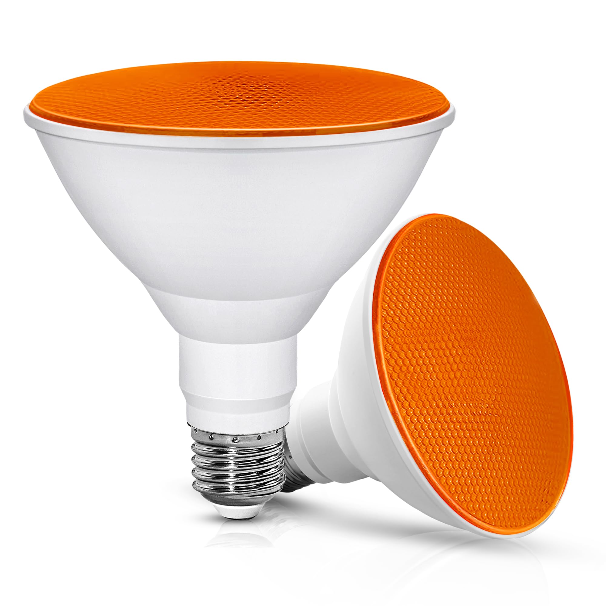 LED Par38 Flood Orange Light Bulb - 150W Equivalent Halloween Flood Lighting, 15W E26 Base Orange LED Lights, for Halloween Party Decoration, Porch, Home Lighting, Holiday Lighting Outdoor, 2 Pack