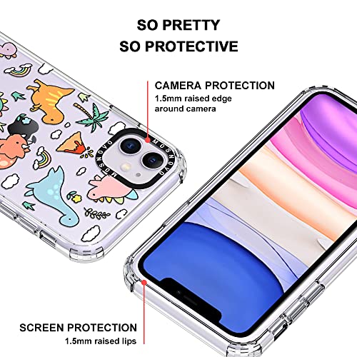 MOSNOVO Compatible with iPhone 11 Case, [Buffertech 6.6 ft Drop Impact] [Anti Peel Off Tech] Clear TPU Bumper Phone Case Cover with Cute Joyful Dinosaur Designed for iPhone 11 6.1"