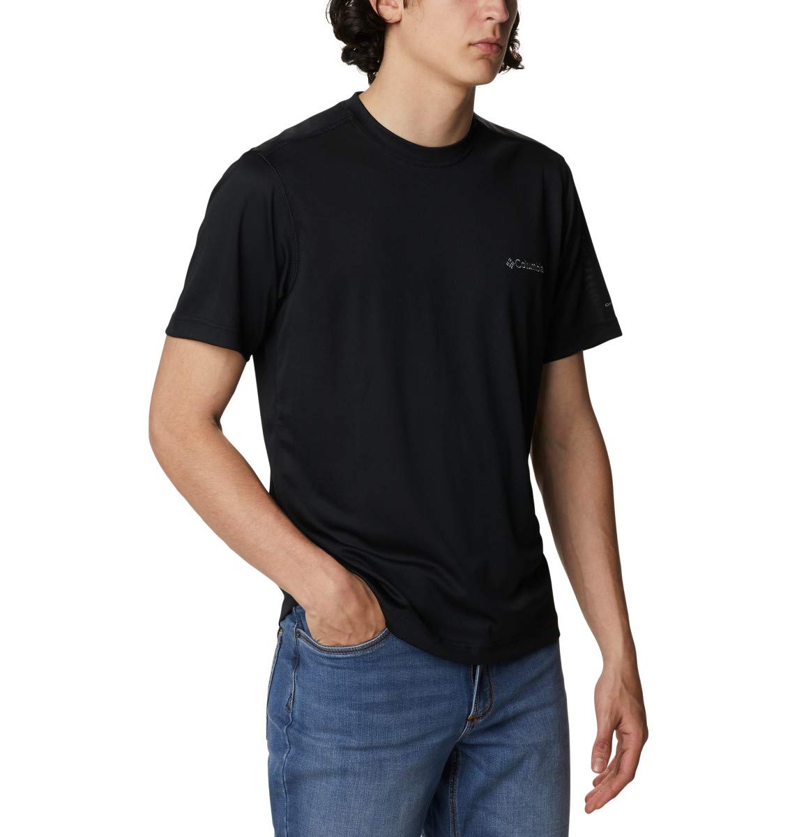 Columbia Men's Meeker Peak Short Sleeve Crew, Black, Large