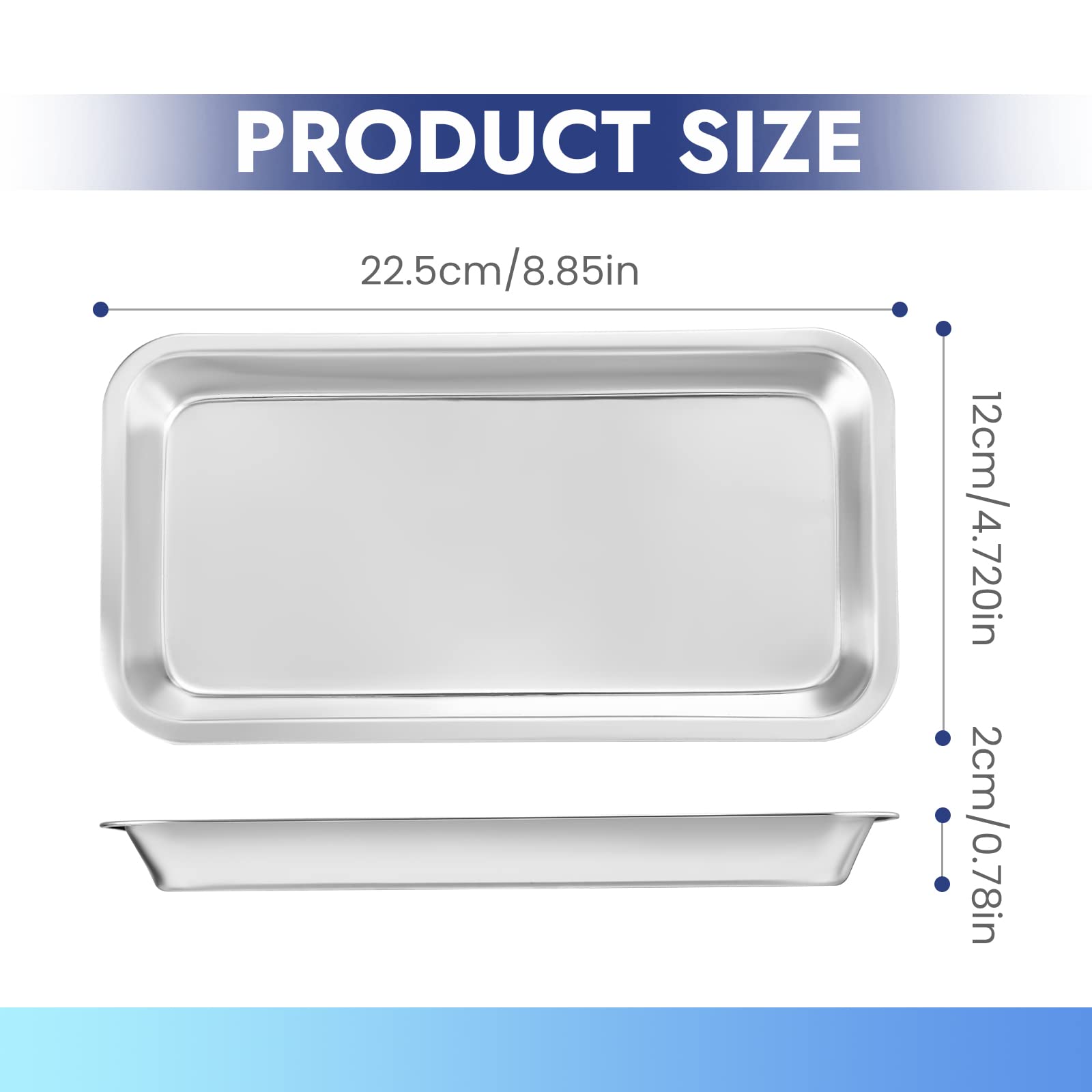 NUOMI Medical Surgical Tray Stainless Steel Instrument Trays Organizer 2 Pack Dental Procedure Tray Tools