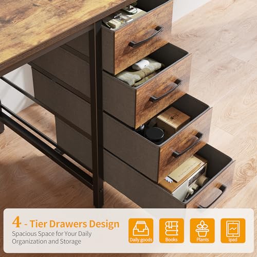 CubiCubi Computer Home Office Desk, 40 Inch Small Desk Study Writing Table with Storage Shelves, Modern Simple PC Desk with Splice Board, Black Walnut Finish