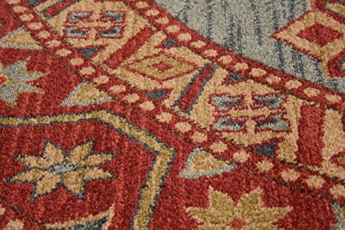 Unique Loom Sahand Collection Area Rug - Shapur (8' Round, Light Blue/ Light Brown)