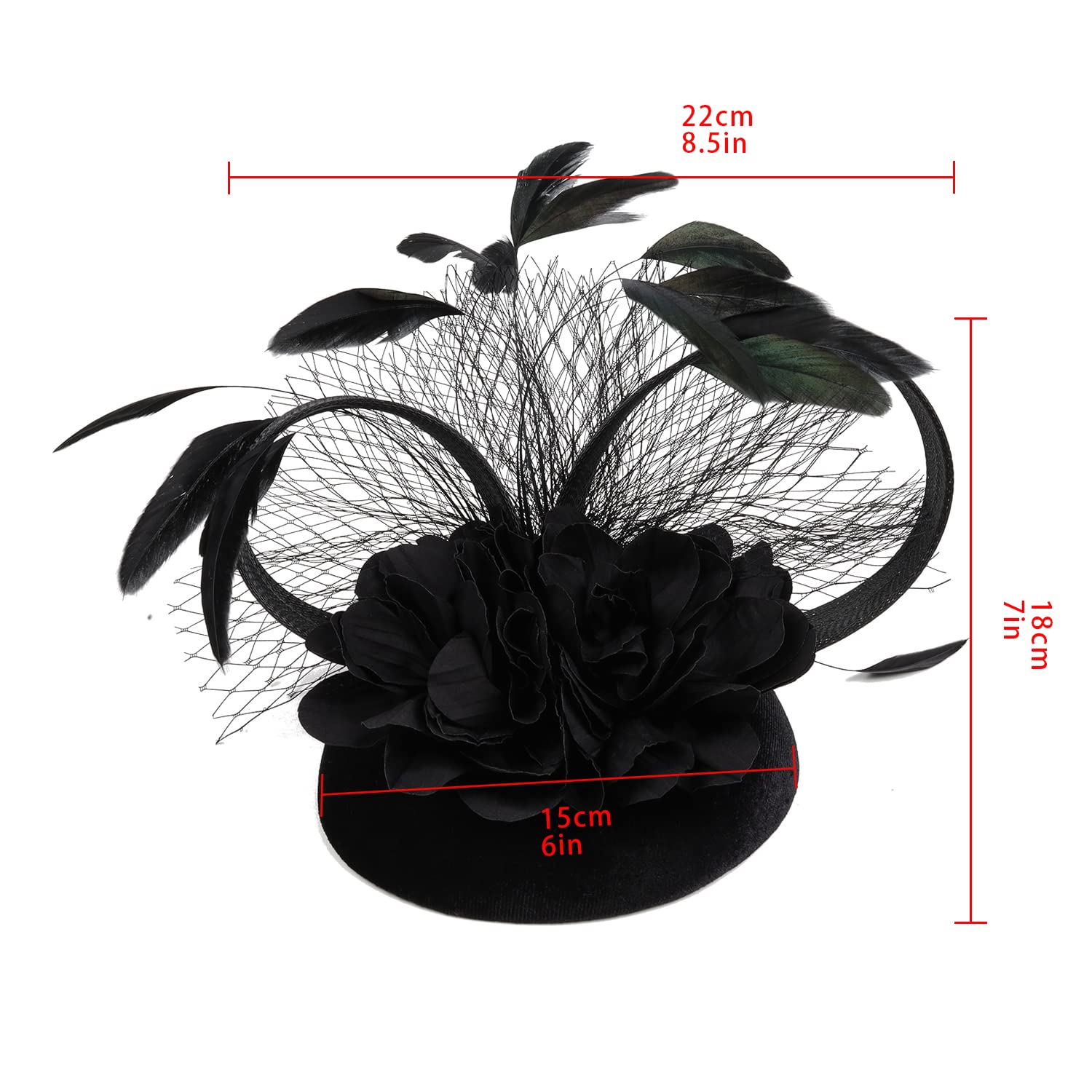 LATIMOON Fascinators for Women Derby Pillbox Hat Cocktail Tea Party Feather Headband