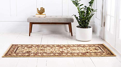 Unique Loom Voyage Collection Traditional Oriental Classic Intricate Design Area Rug (2' 7 x 10' 0 Runner, Ivory/Gold)