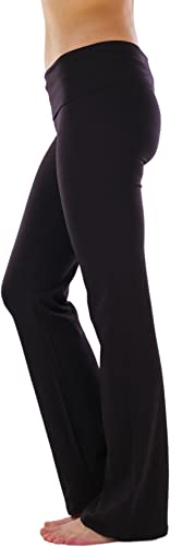 ToBeInStyle Women's Low Rise Sweatpants w/Fold-Over Waistband - Small - Brown