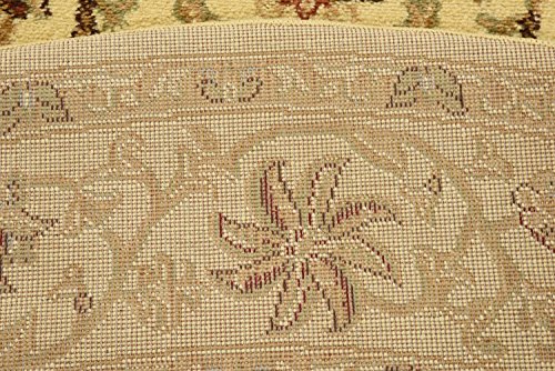 Unique Loom Voyage Collection Traditional Oriental Classic Intricate Design Area Rug, Round 6' 1" x 6' 1", Ivory/Tan
