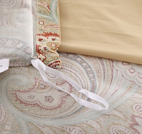 Softta Duvet Cover Set Paisley Bedding Design 800 Thread Count 100% Cotton 3Pcs,Queen Size,Khaki
