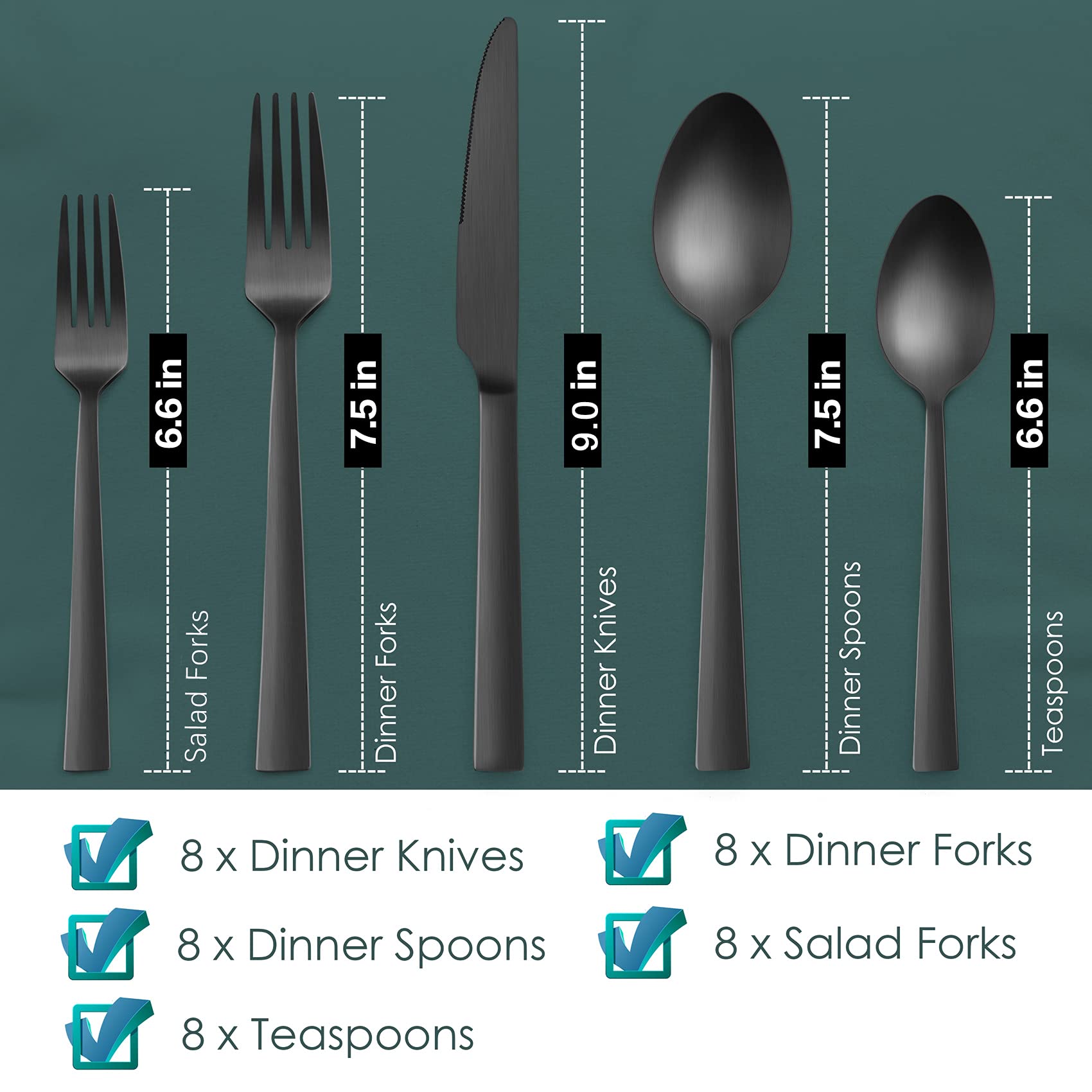 Silverware Set, HaWare 40 Pieces Stainless Steel Square Flatware Cutlery Set for 8, Modern Tableware Eating Utensils for Home, Matte Finish, Dishwasher Safe