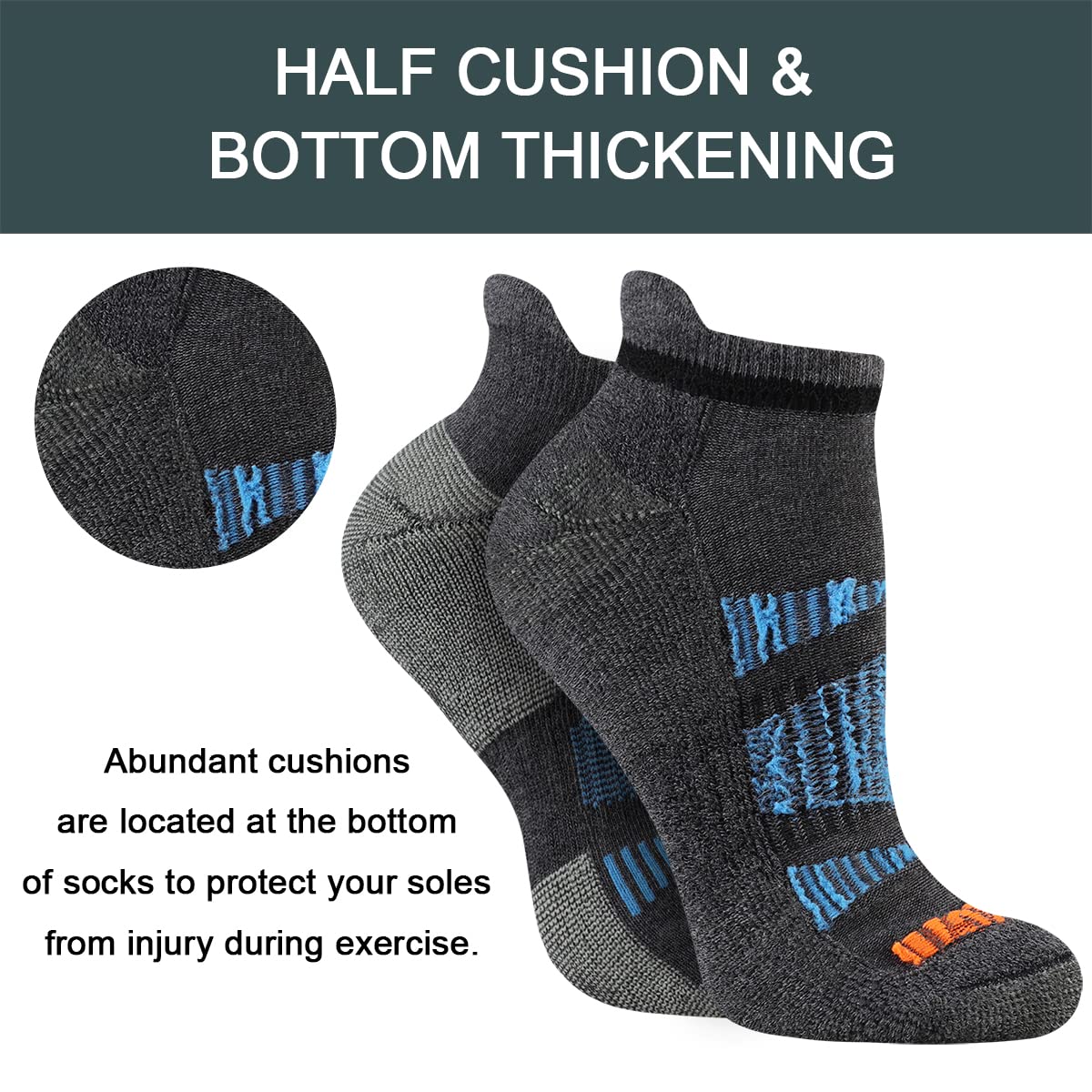 COOVAN 7 Pairs Mens Ankle Socks Athletic Low Cut Running Breathable Cushion Tab Socks